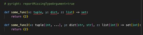 enfore fully specifying container type annotations `[list set dict