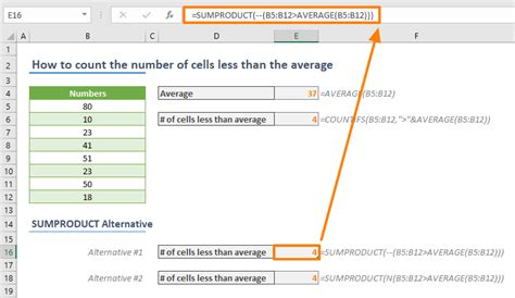 how to count the number of cells greater than the average in excel