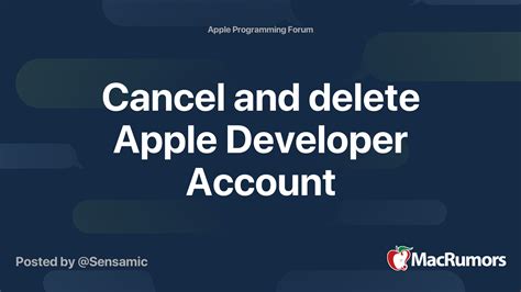 Cancel And Delete Apple Developer Account Macrumors Forums
