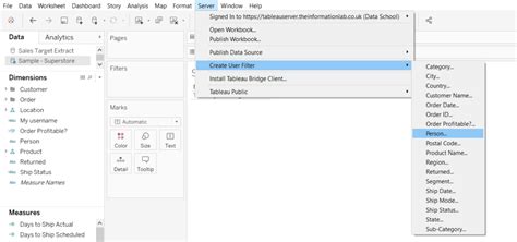 tableau server user filter the data school