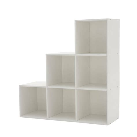 6 Cube Step Storage Bookcase Unit Shelf Home Office Organiser Display Quildinc