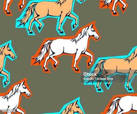 벡터 배경 손 그린 말 손으로 그린 잉크 그림 현대 장식 장식 배경 벡터 패턴입니다 직물 천 벽지 스크랩북인쇄 말에 대한 스톡 벡터 아트 및 기타 이미지 Istock
