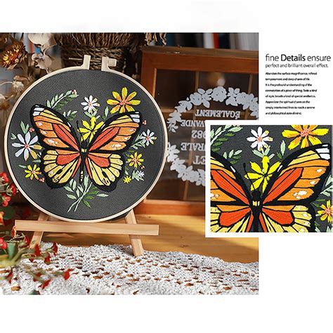 Ein Schmetterling Muster Diy Stickerei Set Mit Handgefertigtem Stoff Und Stickmaterial Kein