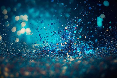파란색 입자 배경색 보케 글로우 오버레이 프리미엄 사진
