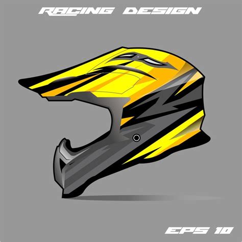 노란색 스포츠 오토바이 벡터 스티커 헬멧 랩 디자인 프리미엄 벡터