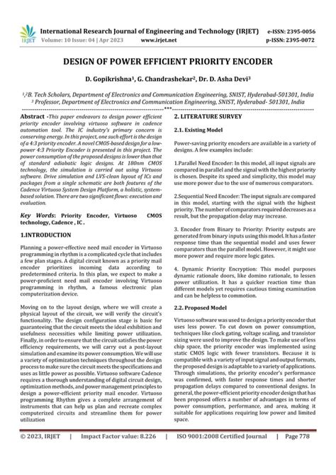 Design Of Power Efficient Priority Encoder Pdf