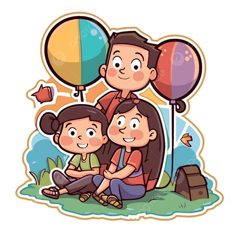 بالون ملون صورة الأسرة ناقلات قصاصة فنية تصميم ملصق مع كرتونية ممتعة