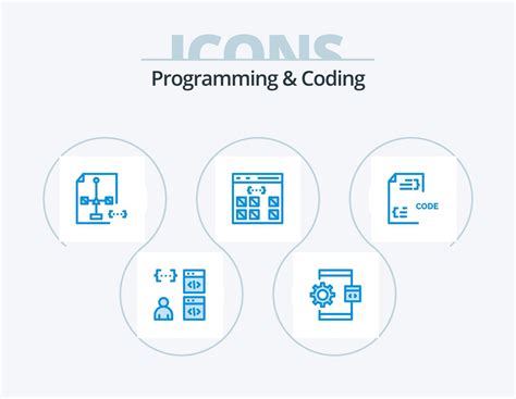 Programming And Coding Blue Icon Pack 5 Icon Design Develop App