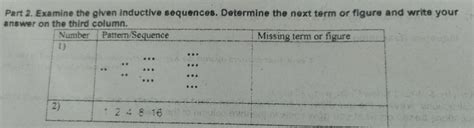 solved part 2 examine the given inductive sequences determine the