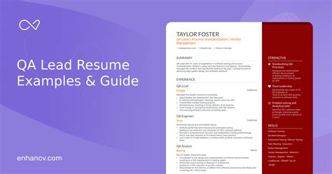 QA Lead Resume Examples Guide For