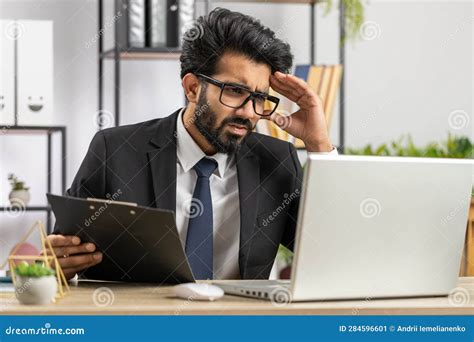 Irritated Tired Businessman Working On Laptop Website Problem Computer Virus Data Loss By