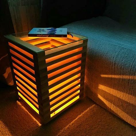 Pine Wood Illuminating Nightstand Cum End Table Cum Floor Lamp Etsy Artofit