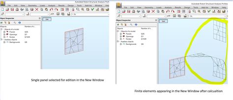 在 Robot Structural Analysis 中计算时显示属于非在新窗口中编辑的板的有限元