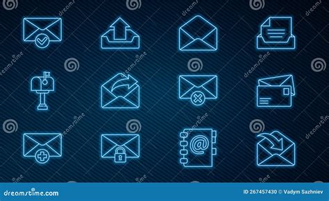 Set Line Envelope Outgoing Mail Mail Box And Check Mark Delete Envelope And Upload Inbox