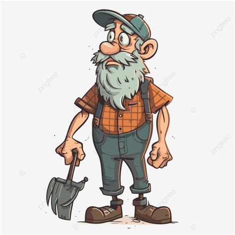 Hillbilly Clipart Animation Of Cartoon Old Farmer Character With Long