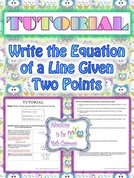 Tutorial Write The Equation Of A Line Given Two Points TPT