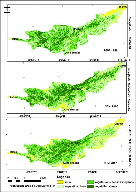 NDVI calculé à partir des images de Landsat TM Landsat Download Scientific
