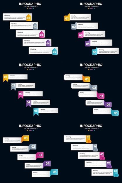 5단계 주기 다이어그램 및 타임라인 6 인포그래픽 팩 프레젠테이션 벡터 슬라이드 템플릿 프리미엄 벡터