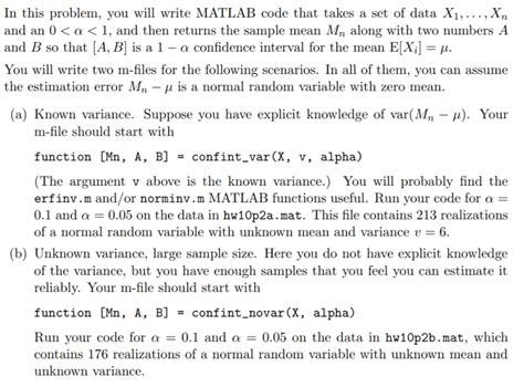 In This Problem You Will Write Matlab Code That