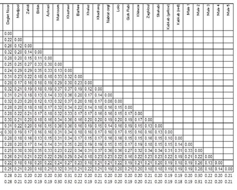 Matrix Of Pdv Values Generated From Combined Data Of Rapd And Issr