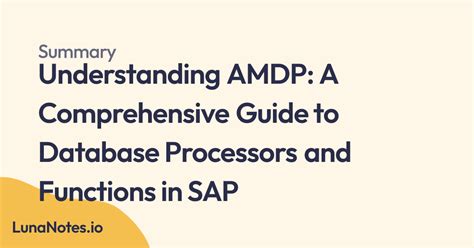 Understanding Amdp A Comprehensive Guide To Database Processors And Functions In Sap Video