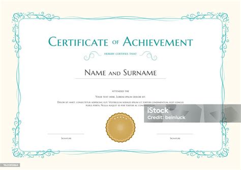 우아한 테두리 프레임 졸업 또는 수료 디플로마 디자인 럭셔리 인증서 템플릿 길로쉐에 대한 스톡 벡터 아트 및 기타 이미지