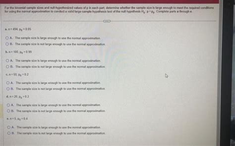 Solved For The Binomial Sample Sizes And Nul Hypothesized