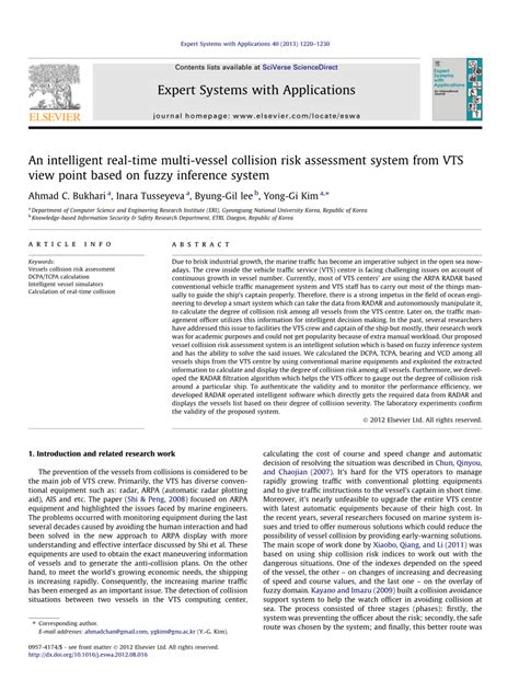Pdf An Intelligent Real Time Multi Vessel Collision Risk Assessment