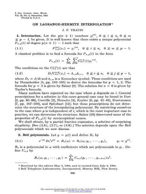PDF Traub On Lagrange Hermite Interpolation DOKUMEN TIPS