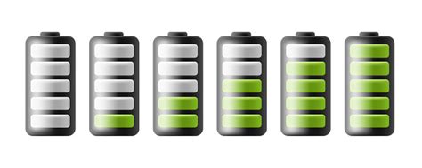 다양한 상태 및 배터리 수준의 녹색 표시가 있는 최신 3d 배터리 전자 장비 및 자동차 설계에 사용됩니다 0명에 대한 스톡 벡터 아트 및 기타 이미지 Istock