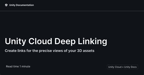 unity cloud deep linking unity cloud unity docs