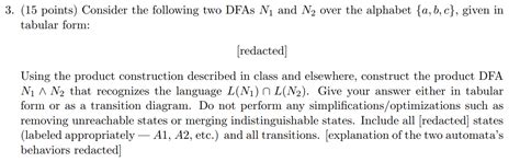 3 15 points consider the following two dfas nį and