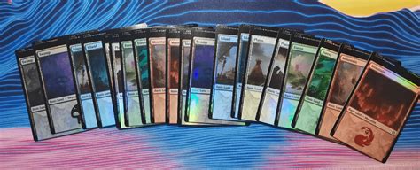 Full Set X20 Miscut Foil Lci Basic Lands Not Full Art R Mtgmisprints
