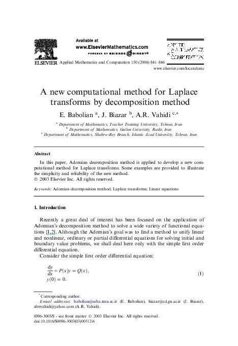 pdf a new computational method for laplace transforms by
