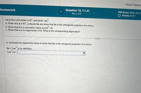 Solved Let U Be A Unit Vector In Rn And Let B Uu⊤ A Given