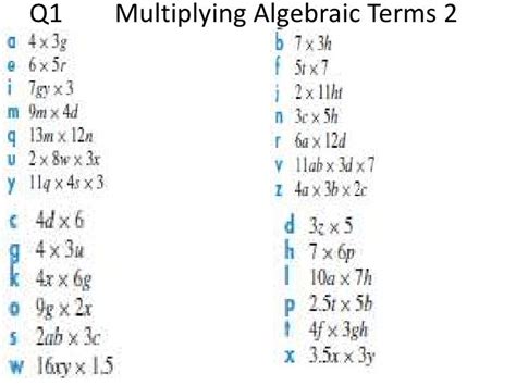 Multiplying Algebraic Terms