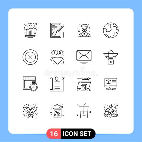 User Interface Pack Of 16 Basic Outlines Of Discovery World Drawing Globe Teacher Stock