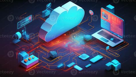 Cloud Technology Cloud Computing Devices Connected To Digital Storage In Data Center Ai