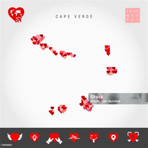 나는 케이프 베르데를 사랑 해요 카보베르데의 빨간 하트 패턴 벡터 지도입니다 사랑 아이콘 세트 개념에 대한 스톡 벡터 아트 및 기타 이미지 Istock