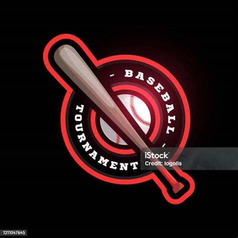 박쥐야구 원형 벡터 로고 현대 전문 타이포그래피 스포츠 복고풍 스타일 벡터 엠블럼 및 템플릿 로고 유형 디자인 야구 컬러풀한 로고 디자인 T 셔츠에 대한 스톡 벡터 아트 및