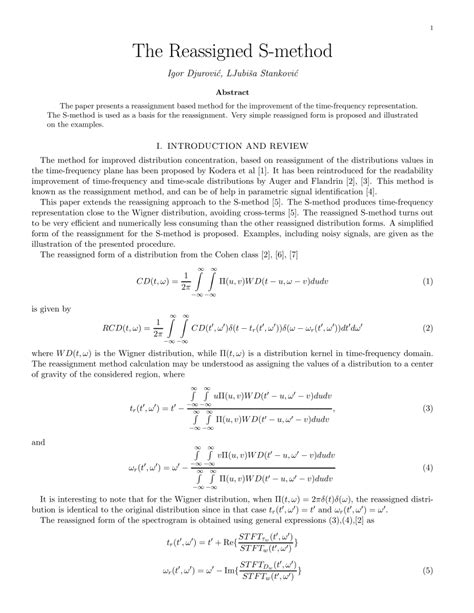 Pdf The Reassigned S Method