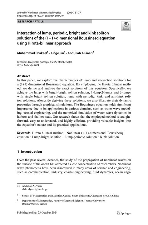Pdf Interaction Of Lump Periodic Bright And Kink Soliton Solutions