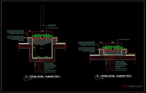 71 autocad drawing of planter typical details for free download free