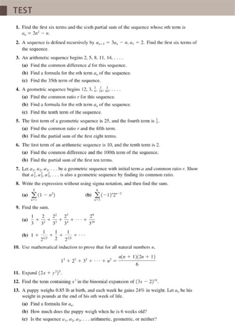 Solved Test 1 Find The First Six Terms And The Sixth