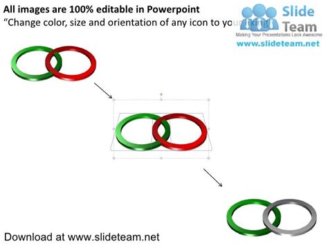 3 d pieces of rings circles connected interconnected linked 2 stages