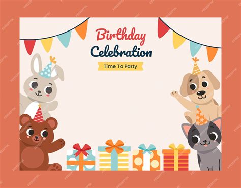 평면 디자인 생일 축하 Photocall 무료 벡터