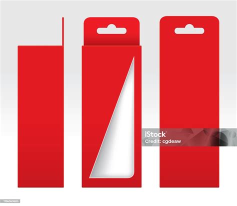 매달려 빨간 상자 창 포장 템플릿 빈 빈 상자 빨간 골판지 선물 상자 빨간 크래프트 패키지 판지 프리미엄 빨간 상자 빈 잘라 3