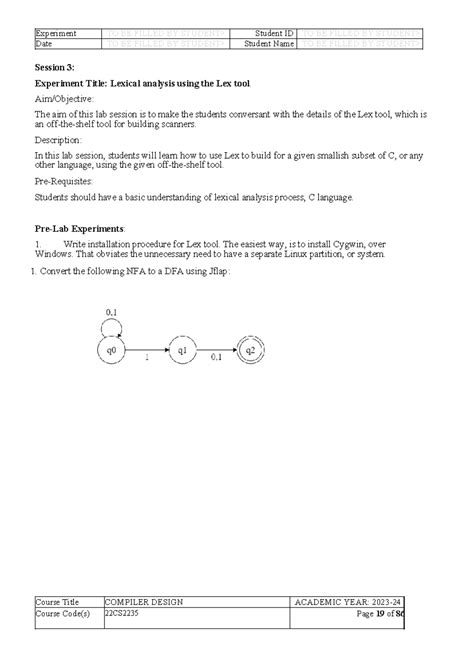 Cd Exp 3 It Is Practical Of Compiler Design It Help To Write Lab