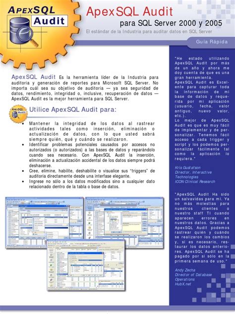 Apexsql Audit Datasheet Pdf Tabla Base De Datos Servidor Sql De Microsoft
