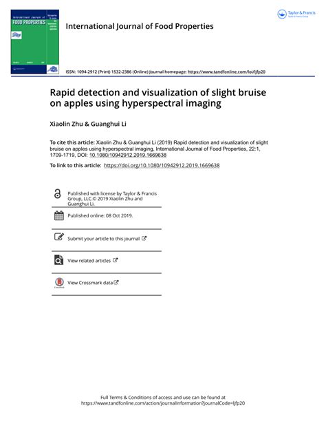 Pdf Rapid Detection And Visualization Of Slight Bruise On Apples